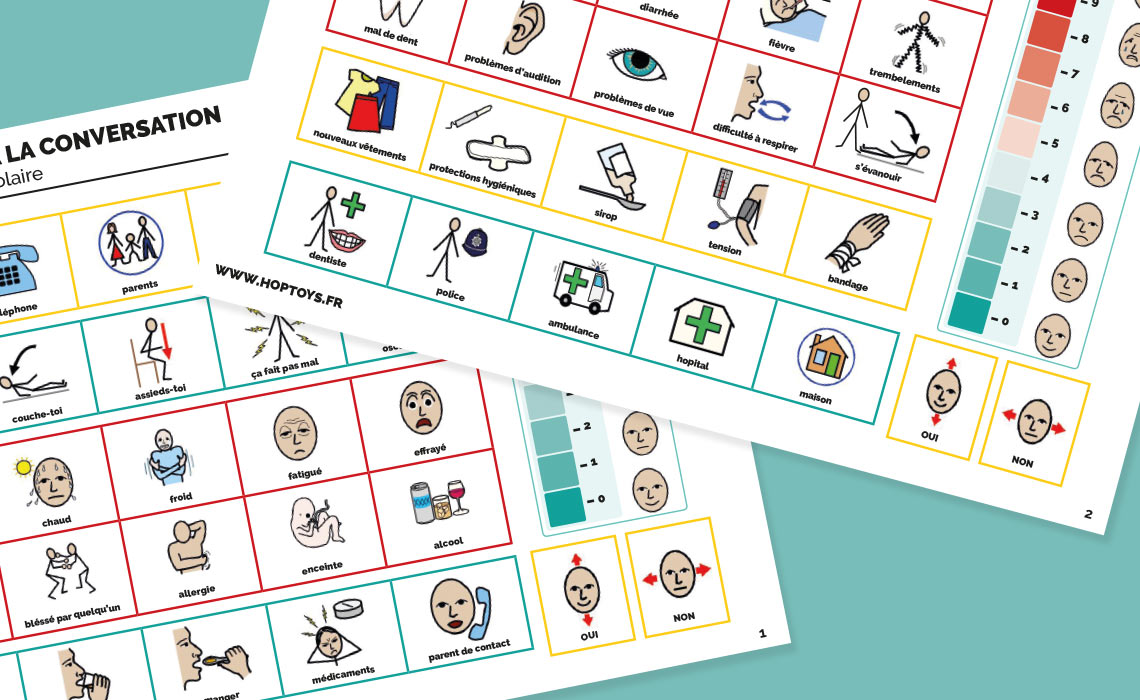 Infirmerie scolaire : tableau d'aide à la conversation - Blog Hop'Toys