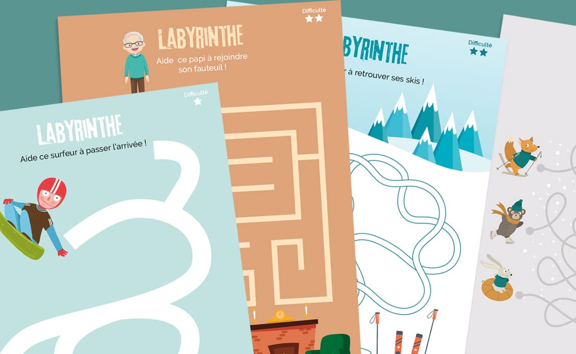 10 labyrinthes sur le thème de l'hiver à télécharger - Blog Hop'Toys